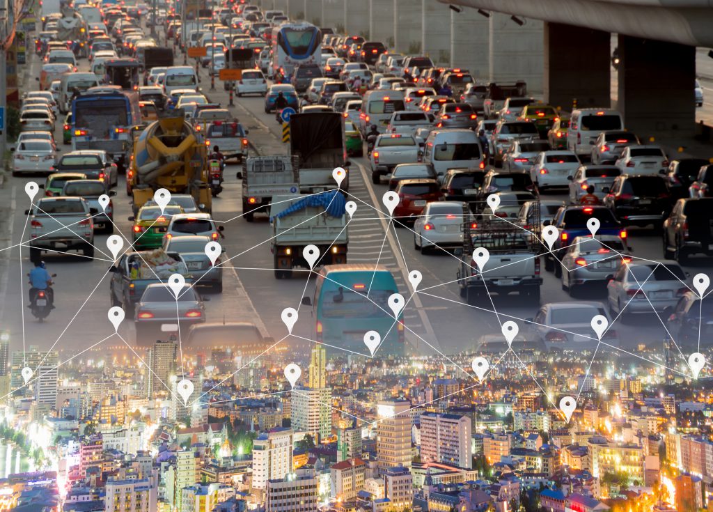 Car on the road network technology of digital map in the city ...